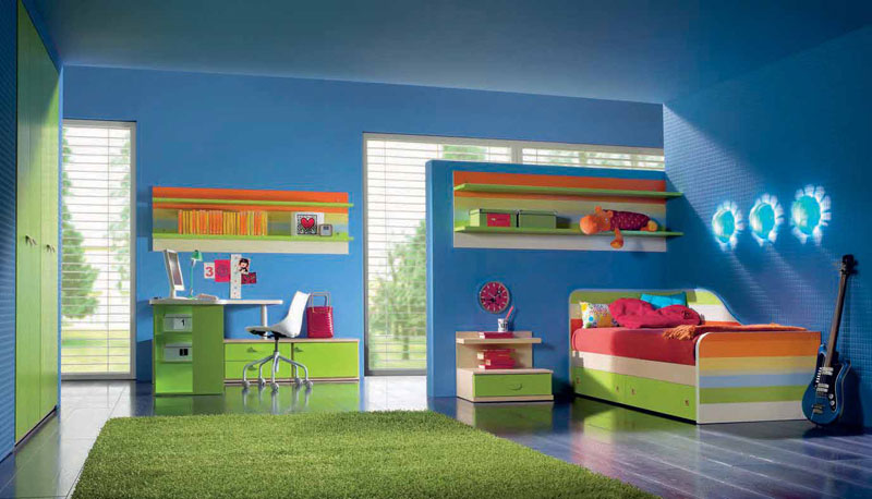 Blue and Green Childerns Room With Study Desk - My Home Deco Mag