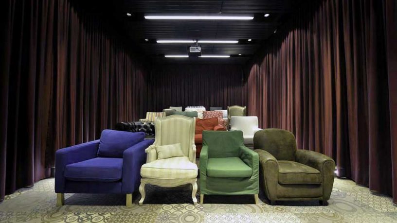 Mini Theatre Design with Colorful Sofa - My Home Deco Mag