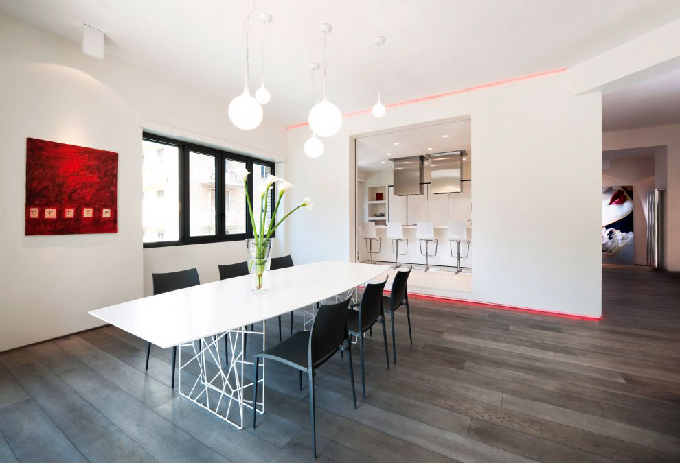 Red White Minimalist Kitchen Diner Accent Design Ideas - My Home Deco Mag