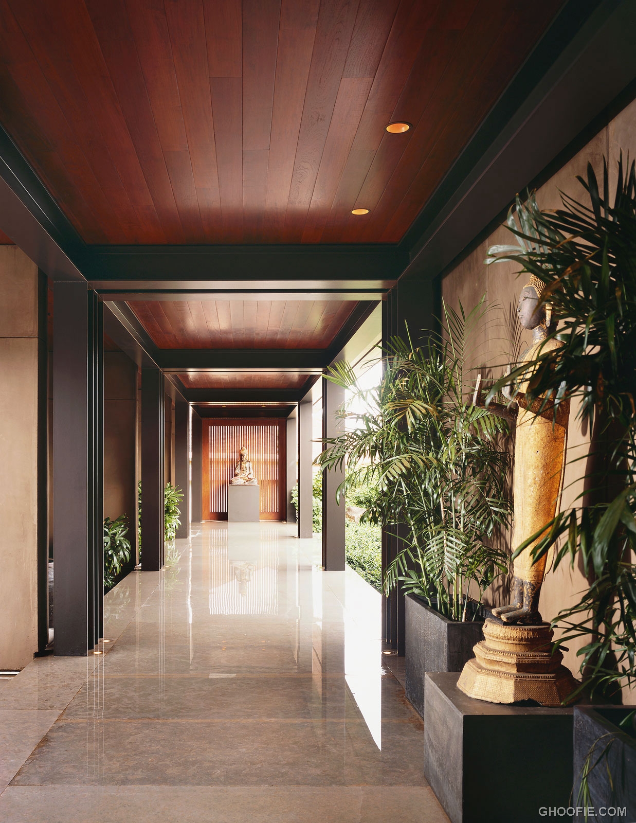 Tropical House with Marble Floor and Wooden Ceiling - My Home Deco Mag